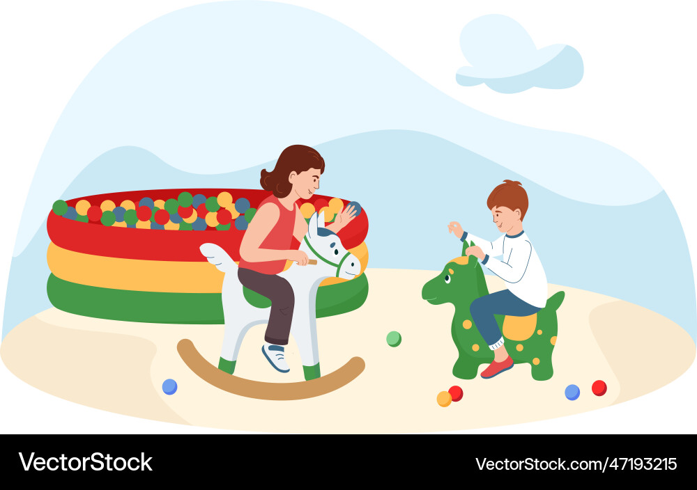 Children in play room Royalty Free Vector Image