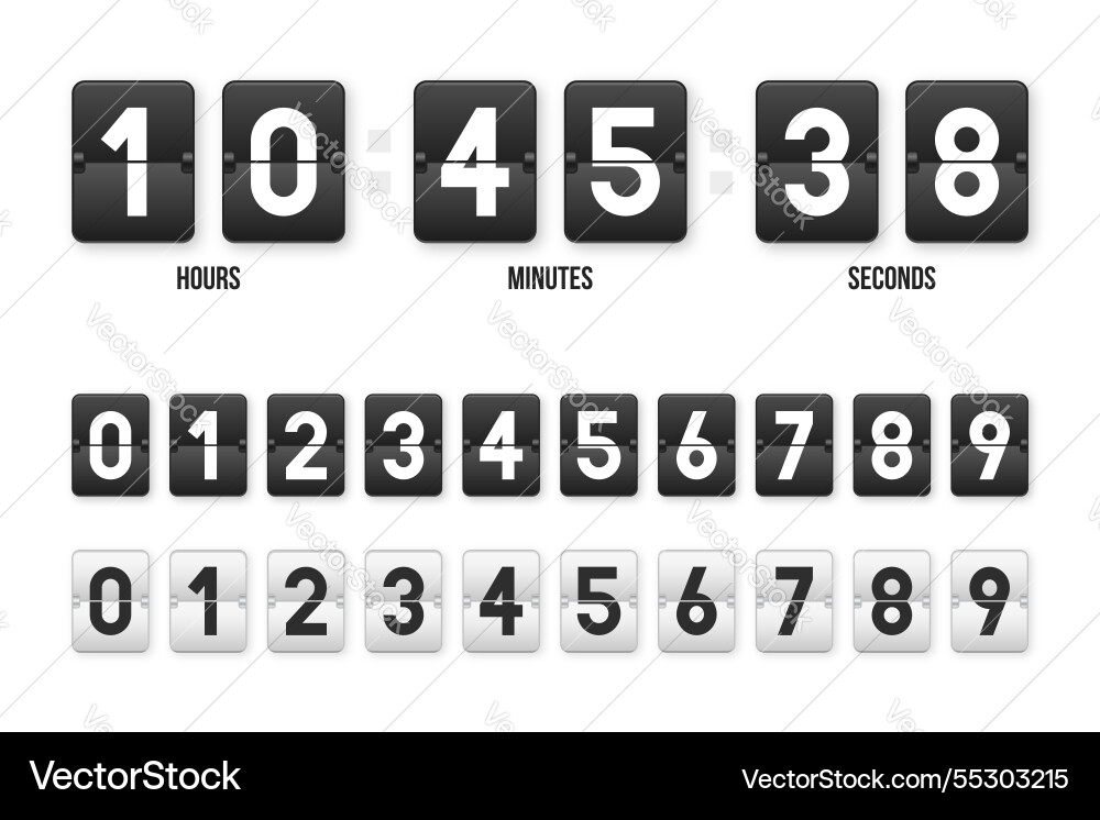 Clock countdown display in retro style flip Vector Image