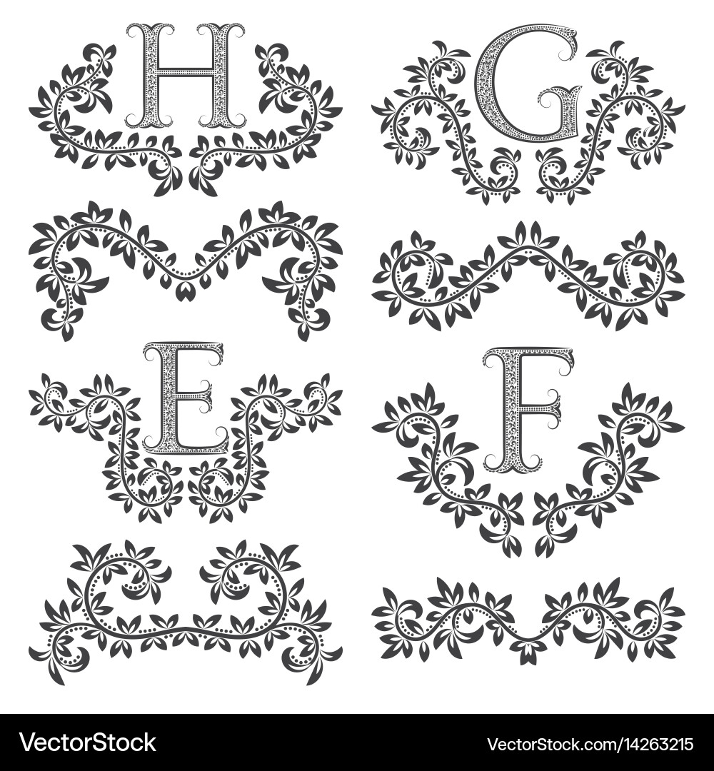 Design ornamental elements and monograms set Vector Image