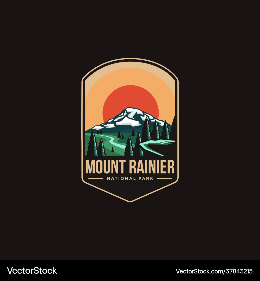 Emblem patch logo mount rainier national park Vector Image