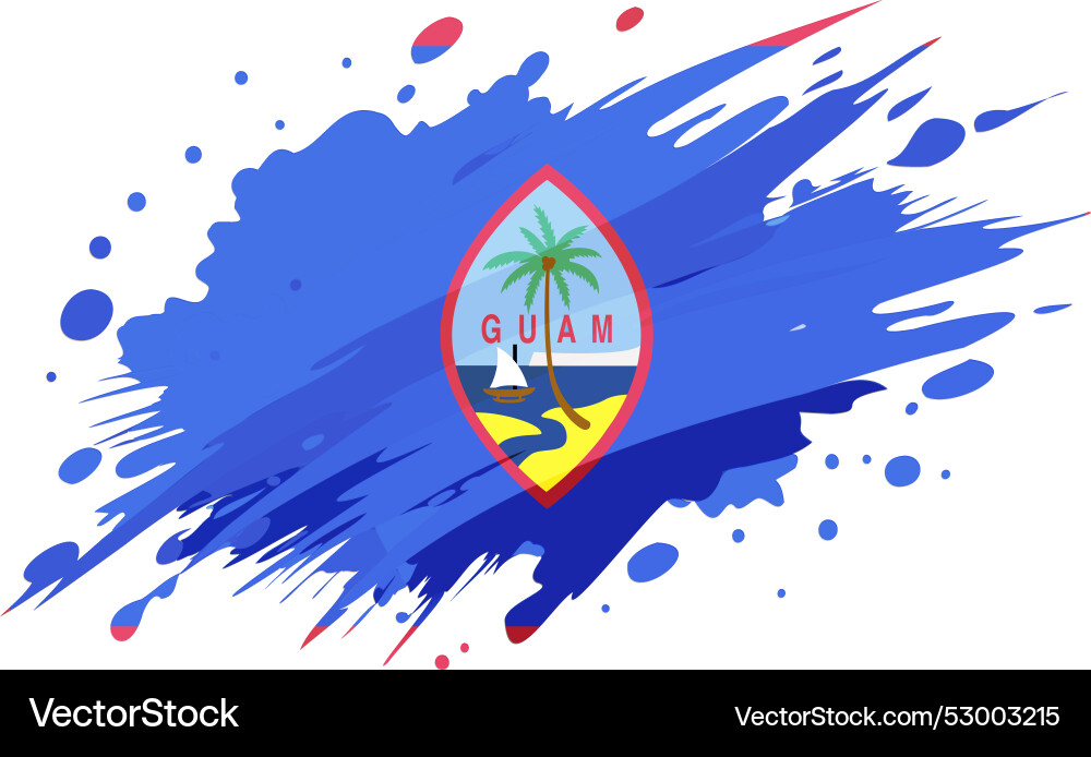 Guam flag painted with grunge brush stroke Vector Image