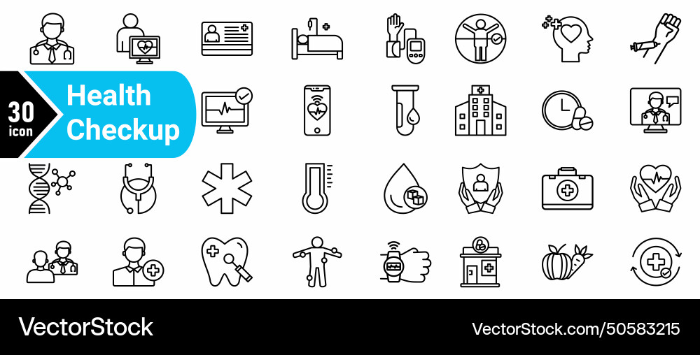 Health checkup icon set Royalty Free Vector Image