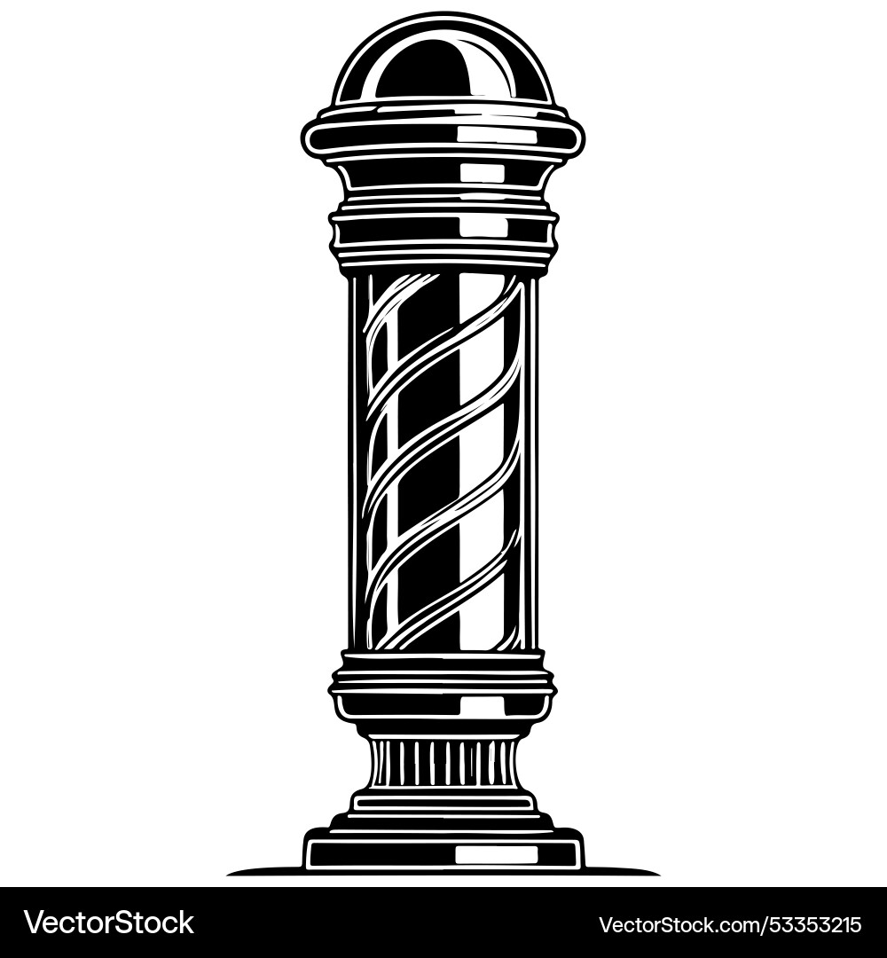 Realistic cartoon barber pole hand drawn line Vector Image