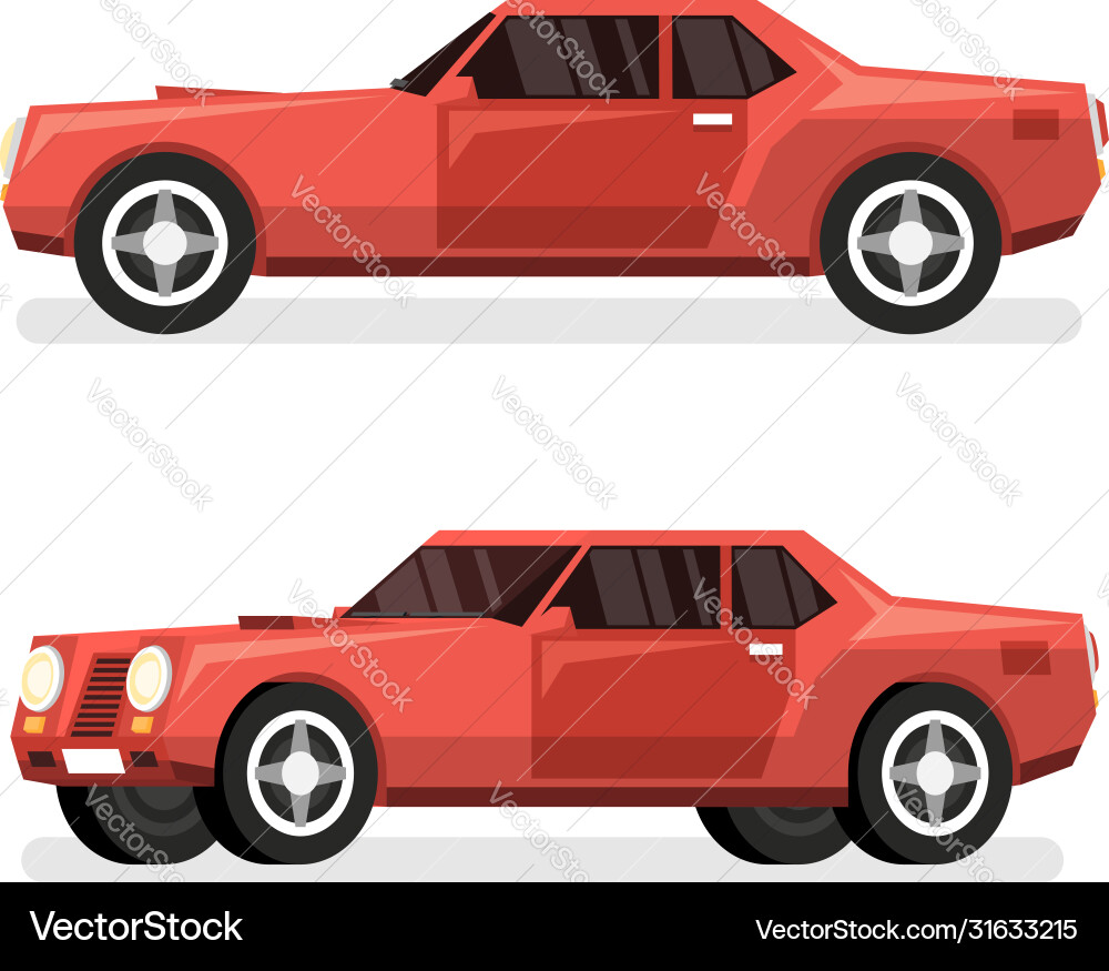 Red sports powerful car with big engine Royalty Free Vector