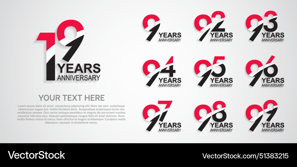 Set anniversary logotype premium collection red Vector Image