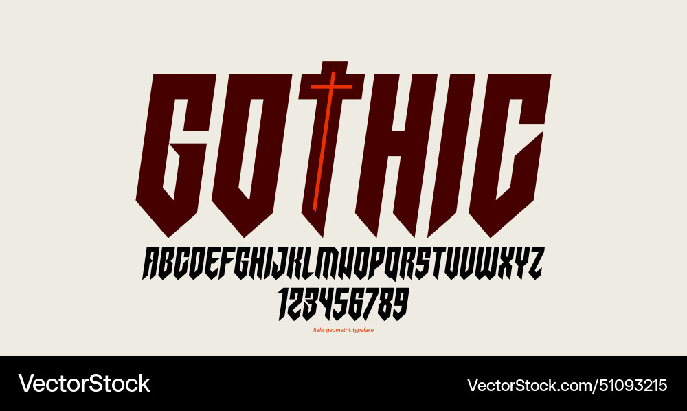 Sharp and bold gothic font for logo creation of Vector Image