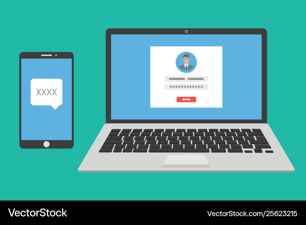 Two steps authentication concept verification Vector Image