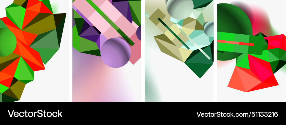A collage of four different colored objects Vector Image