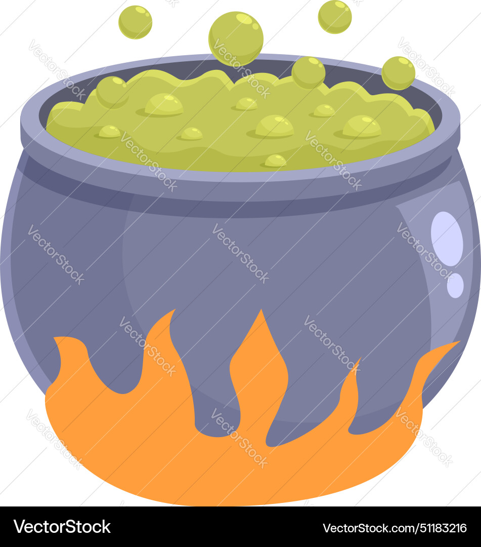 Boiling cauldron on fire icon cartoon Royalty Free Vector