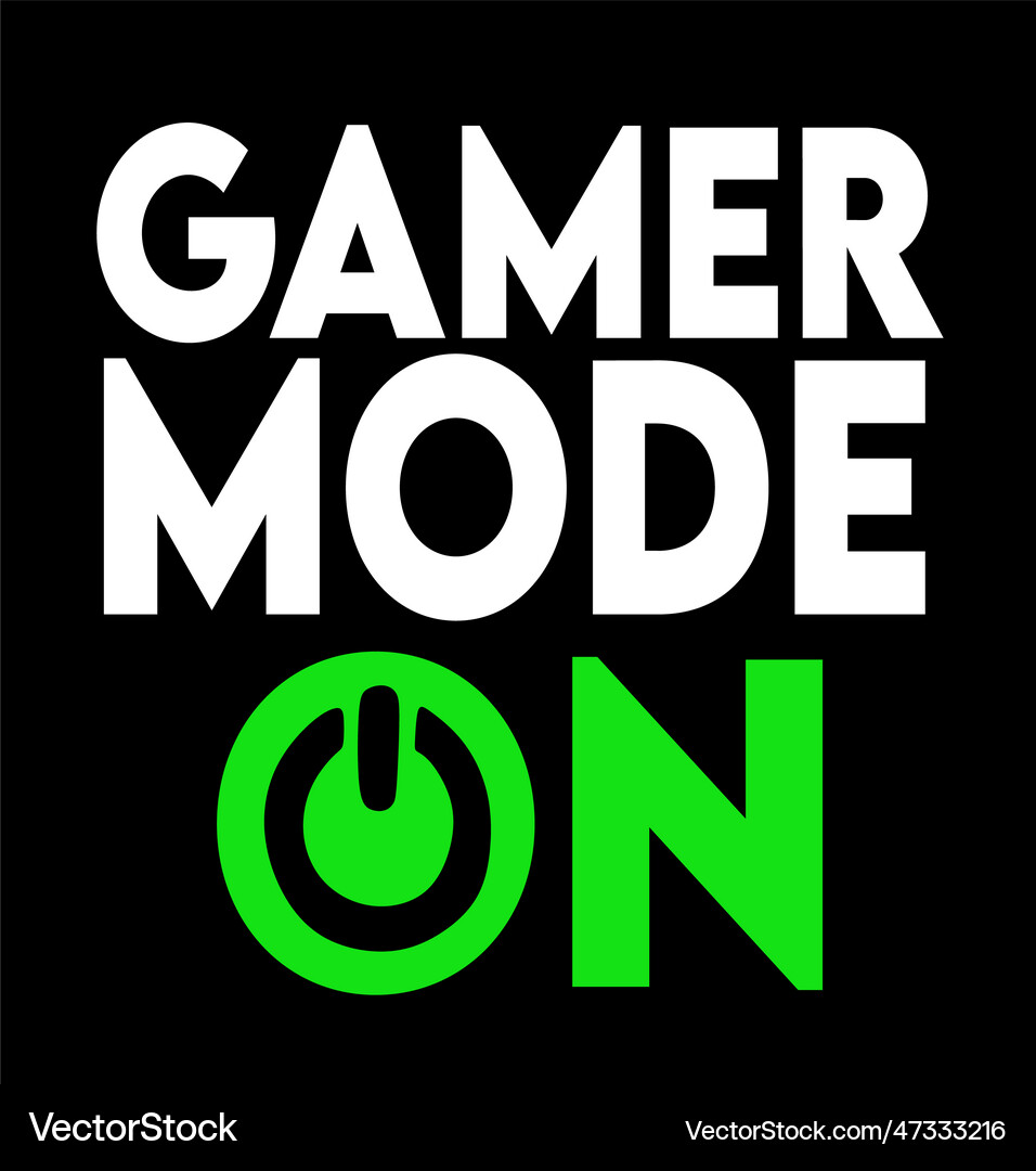 Gamer mode on with black background Royalty Free Vector