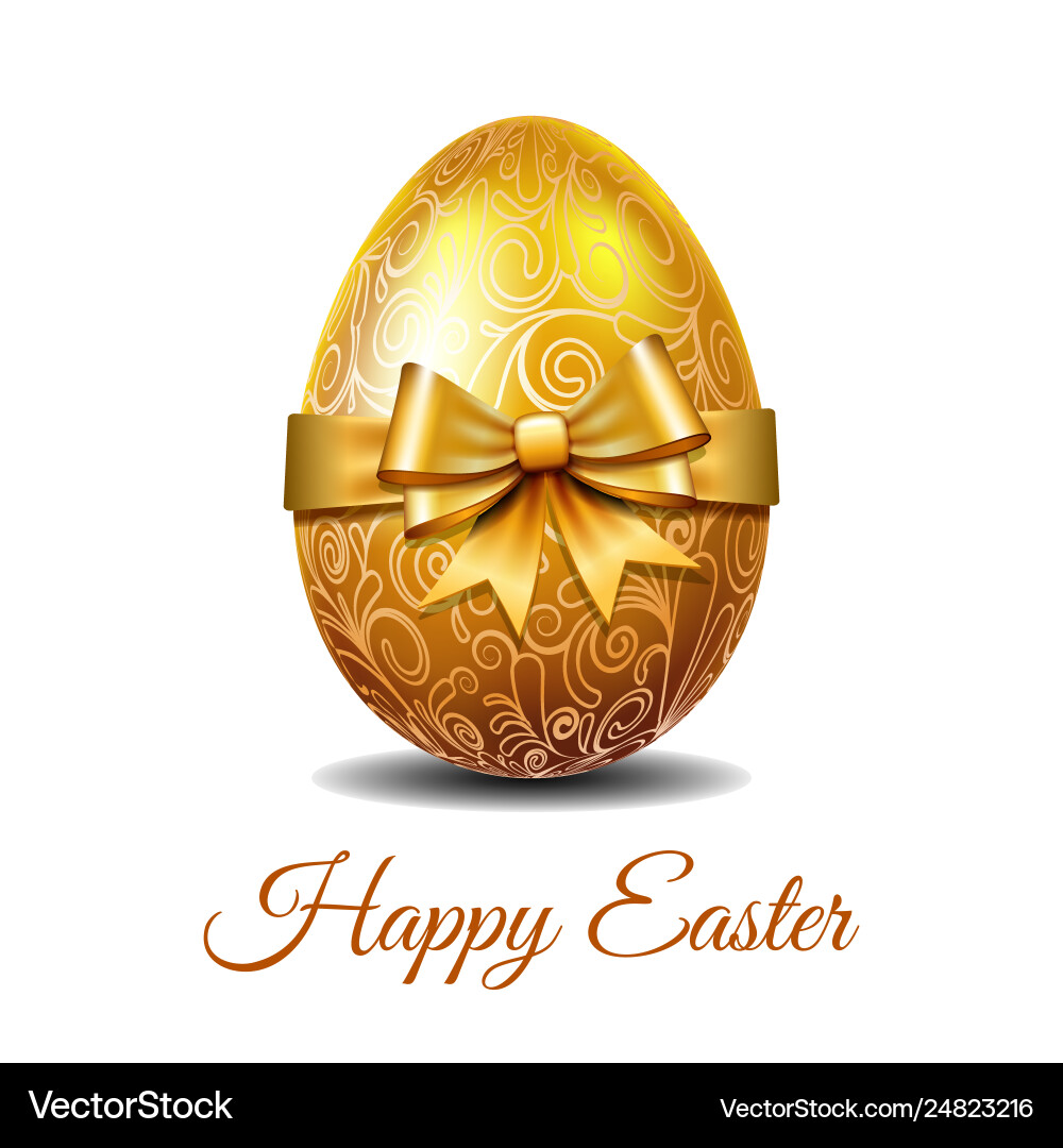 Gold easter egg tied golden ribbon Royalty Free Vector Image