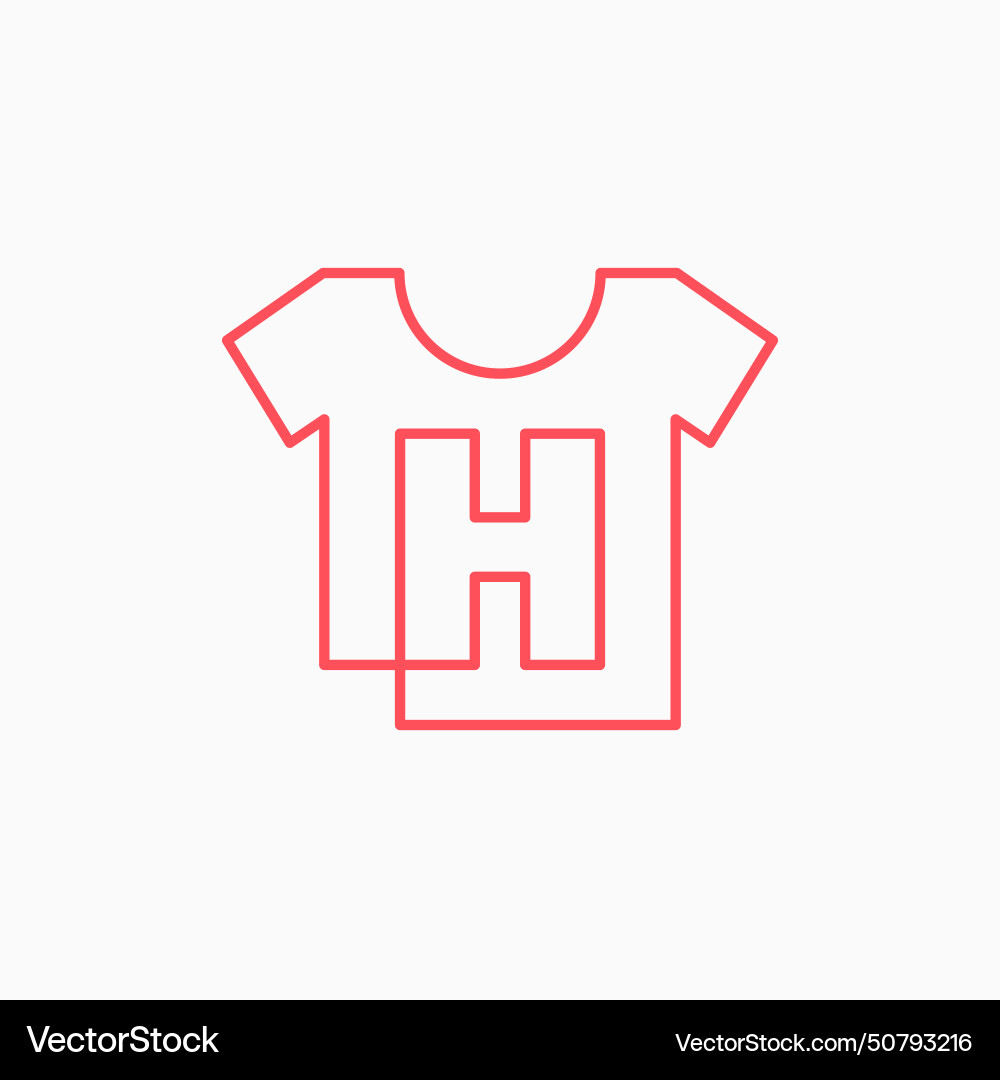 H letter tee tshirt apparel clothing monogram Vector Image