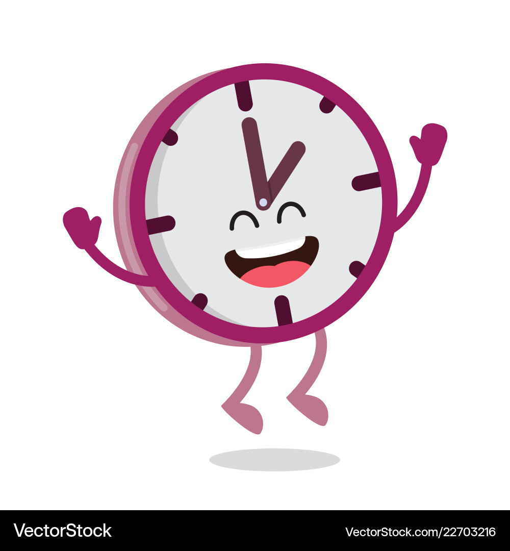 Happy cartoon wall clock Royalty Free Vector Image