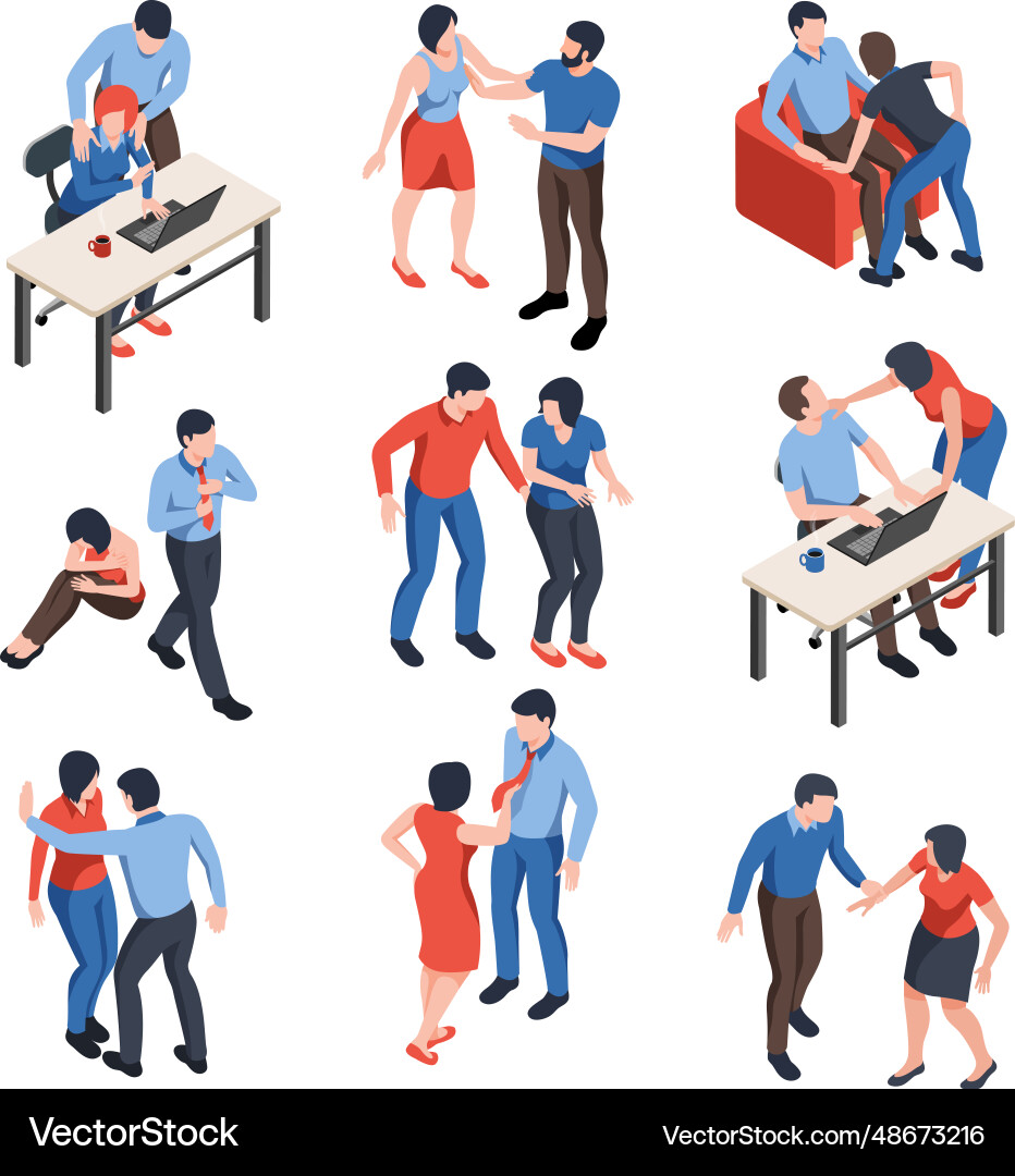 Harassment Workplace Icons Royalty Free Vector Image