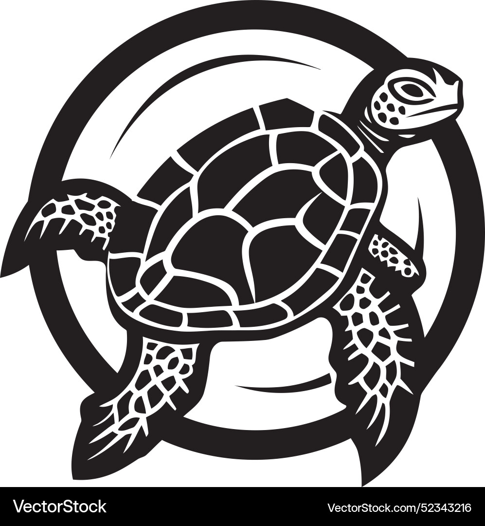 Harmonious lines monochrome turtle Royalty Free Vector Image
