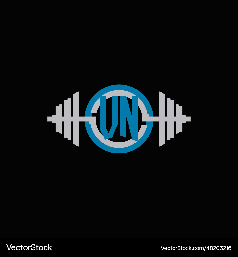 Initial vn logo design with geometric dumbbell Vector Image