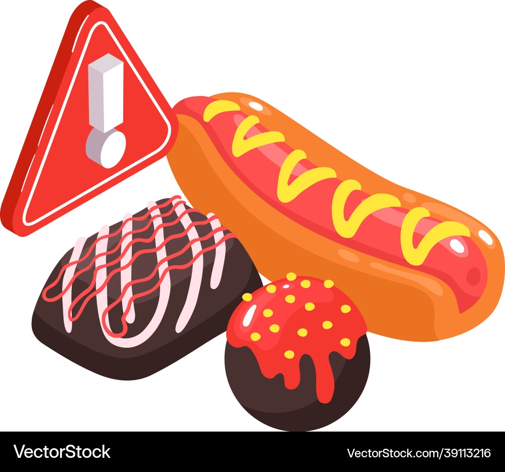 Junk food caution composition Royalty Free Vector Image