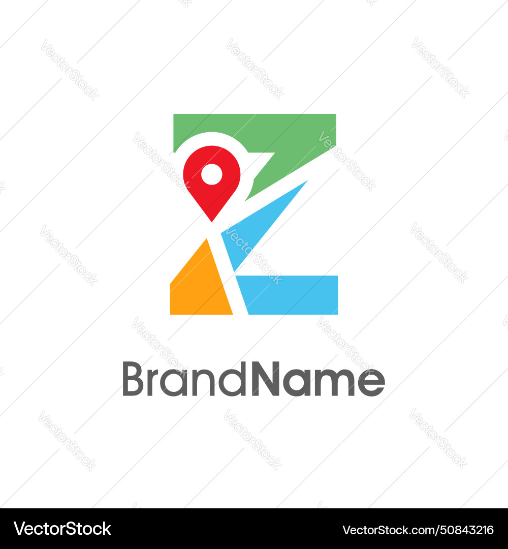 Modern initial z maps location logo Royalty Free Vector