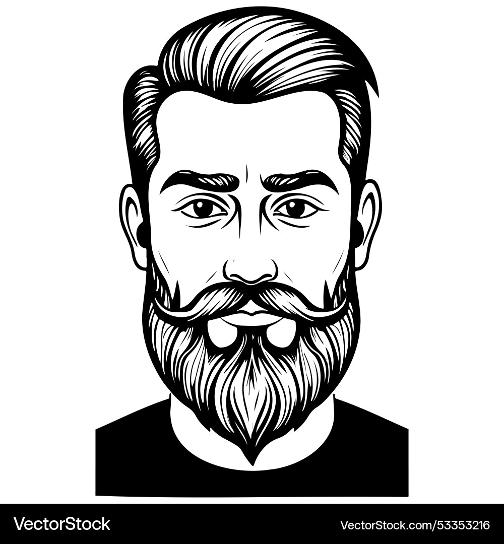 Realistische Cartoon Bart Zeichnung Vintage Linie Vektorbild