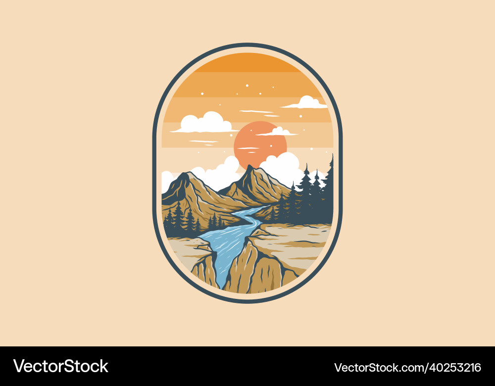 River between mountain cliffs Royalty Free Vector Image