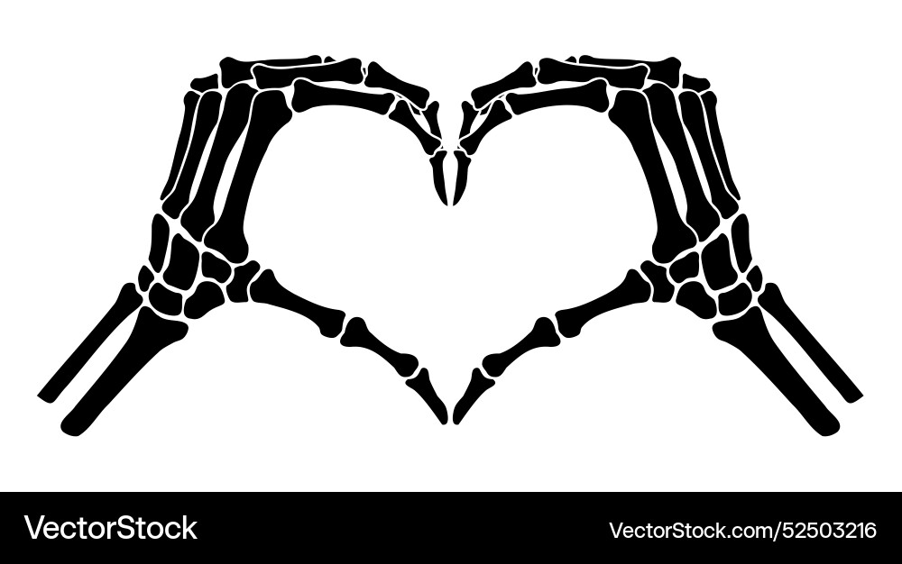 Skeleton bone hand heart shape sign Royalty Free Vector