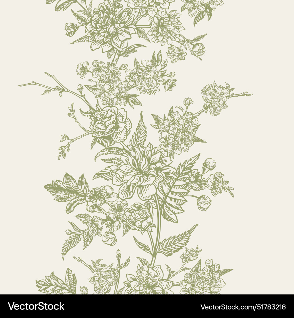 Vintage vertical seamless border cherry and kerry Vector Image