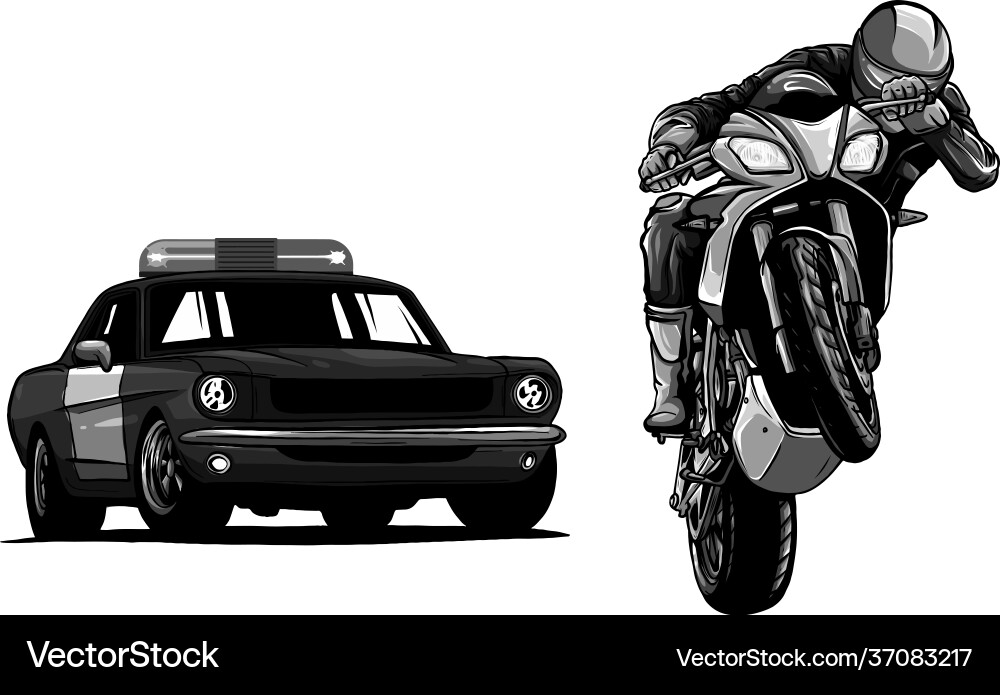 Design police car is chasing a criminal Royalty Free Vector