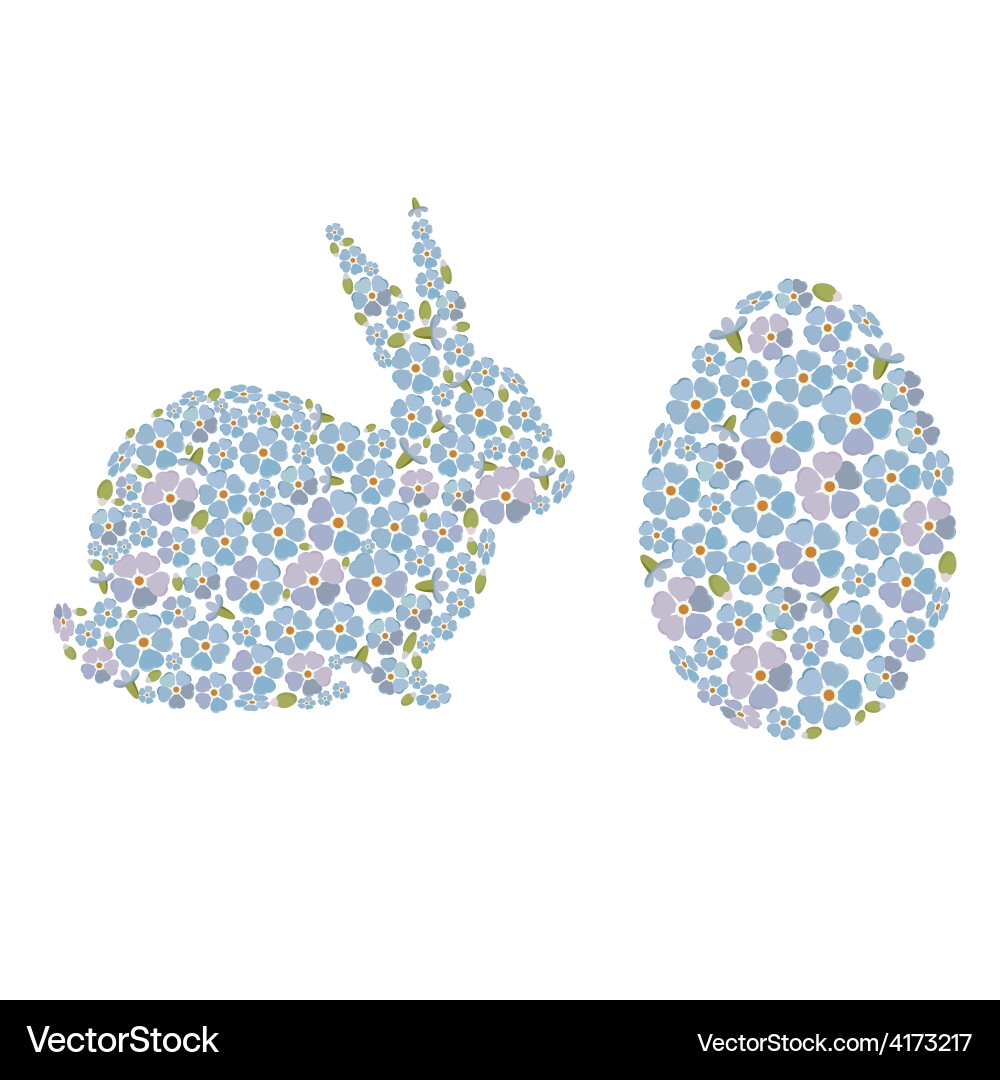 Floral bunny and egg Royalty Free Vector Image