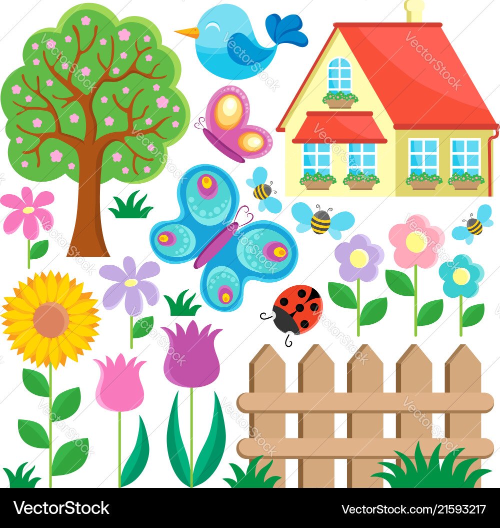 Garden theme collection 1 Royalty Free Vector Image