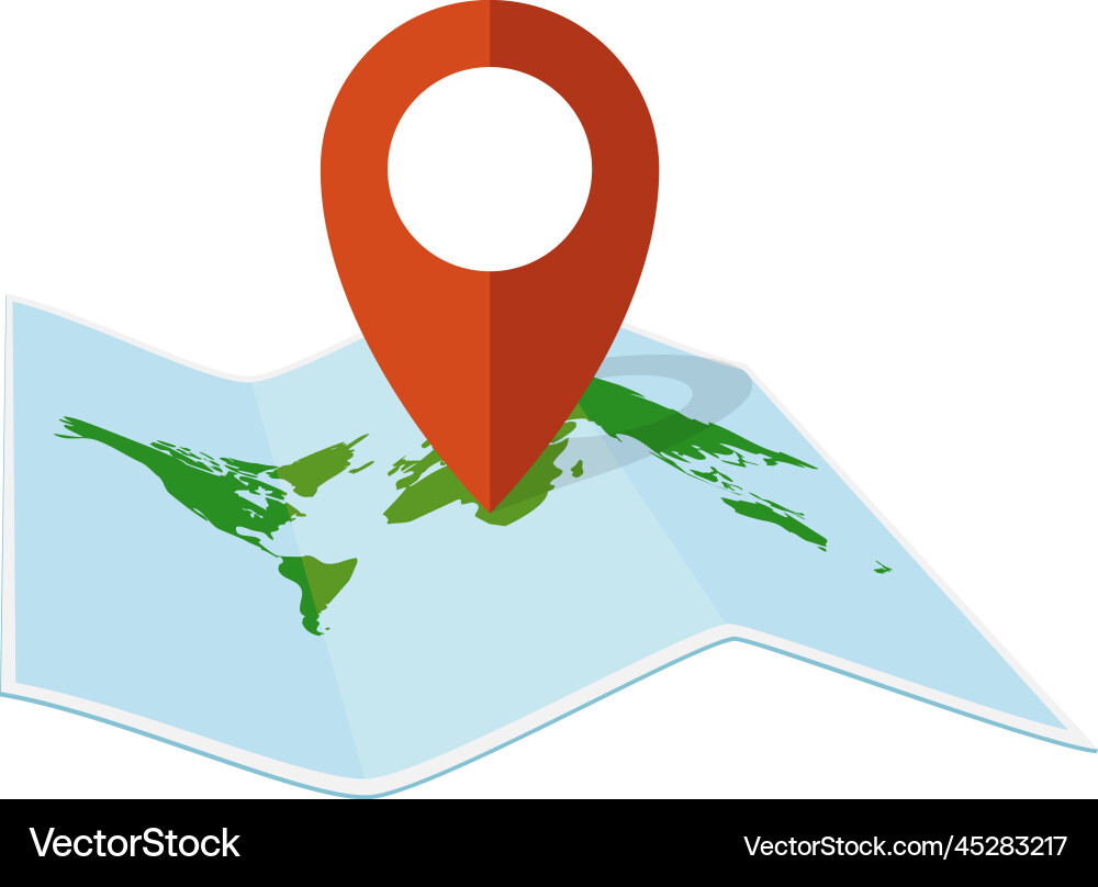 Geo pin on paper world map location icon Vector Image