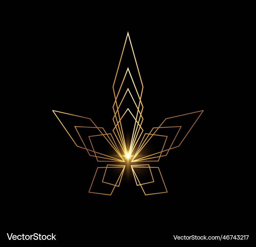 Golden cannabis leaf logo icon Royalty Free Vector Image