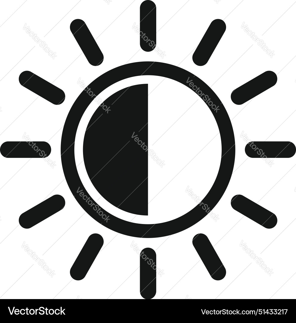 Minimalist black and white sun icon Royalty Free Vector