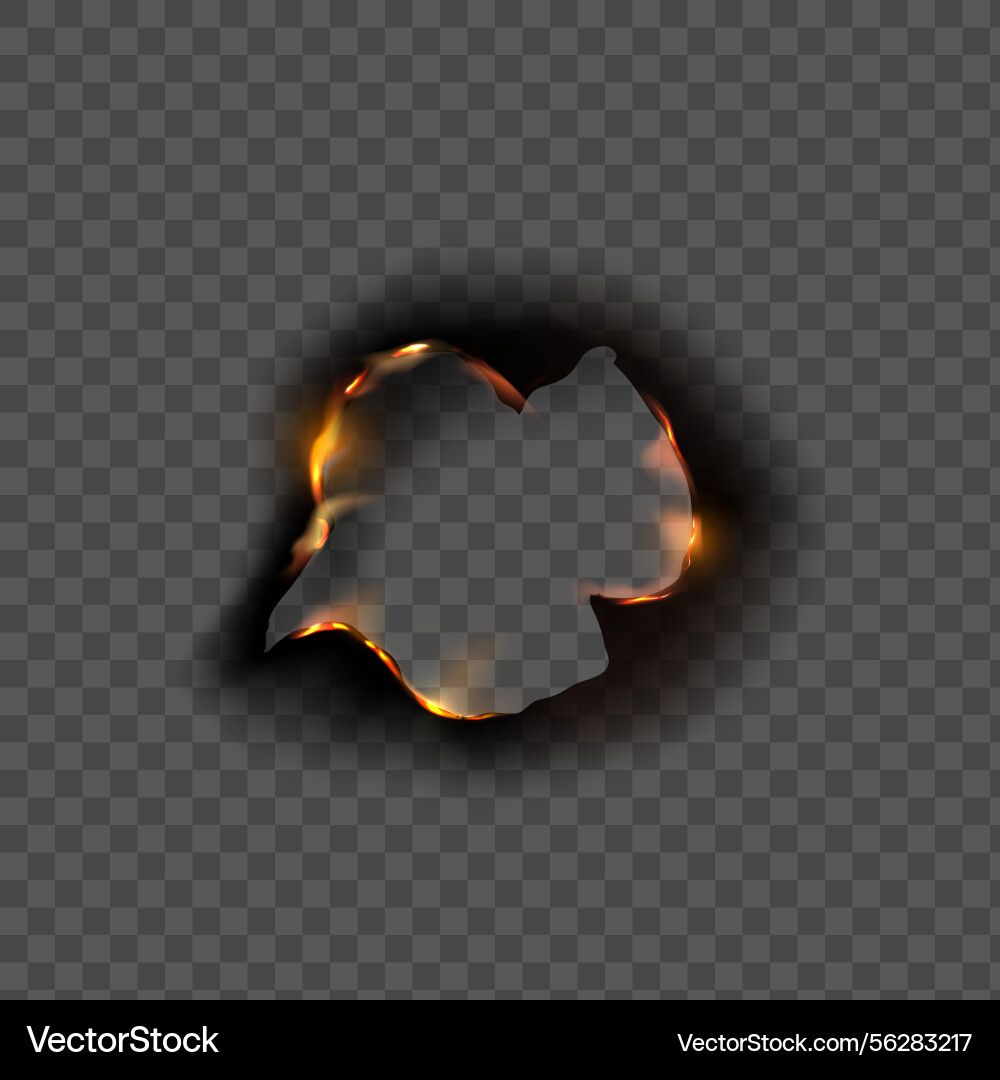 Paper burn hole frame overlay flaming Royalty Free Vector