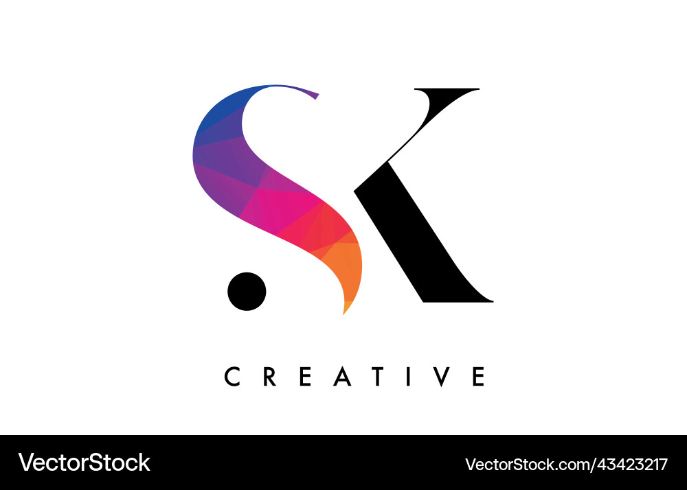 Sk letter design with creative cut and colorful Vector Image