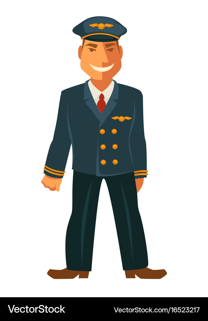Smiling pilot in uniform Royalty Free Vector Image