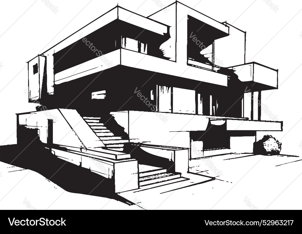 Symmetrical dwelling sketch duplex house design Vector Image