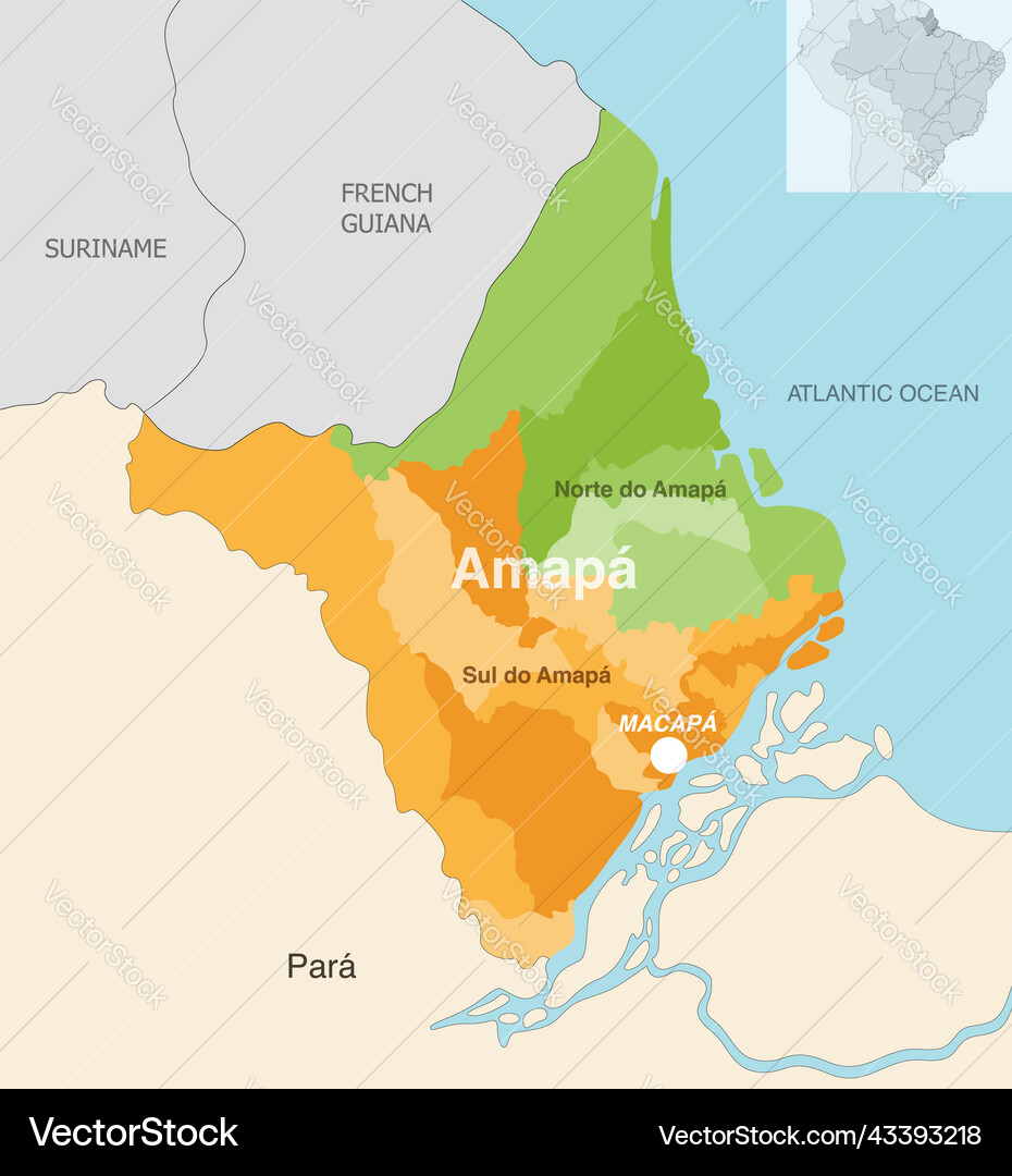 Amapá State Administrative Map Royalty Free Vector