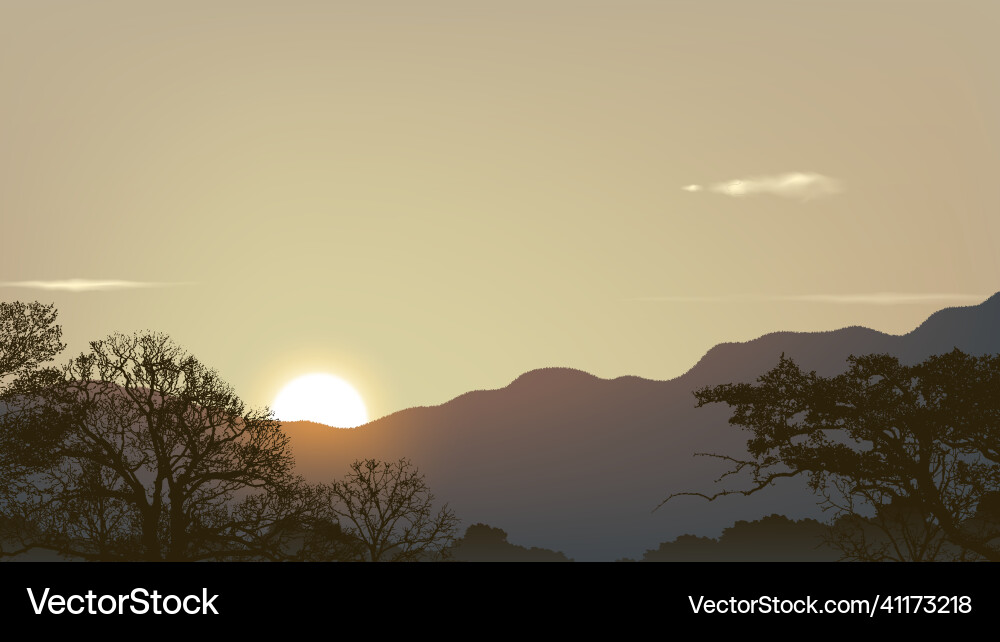 Beautiful mountains with sunset Royalty Free Vector Image