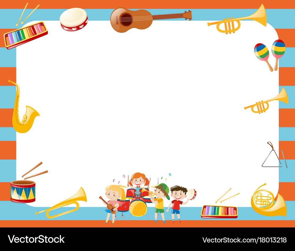 Border template with musical instruments Vector Image
