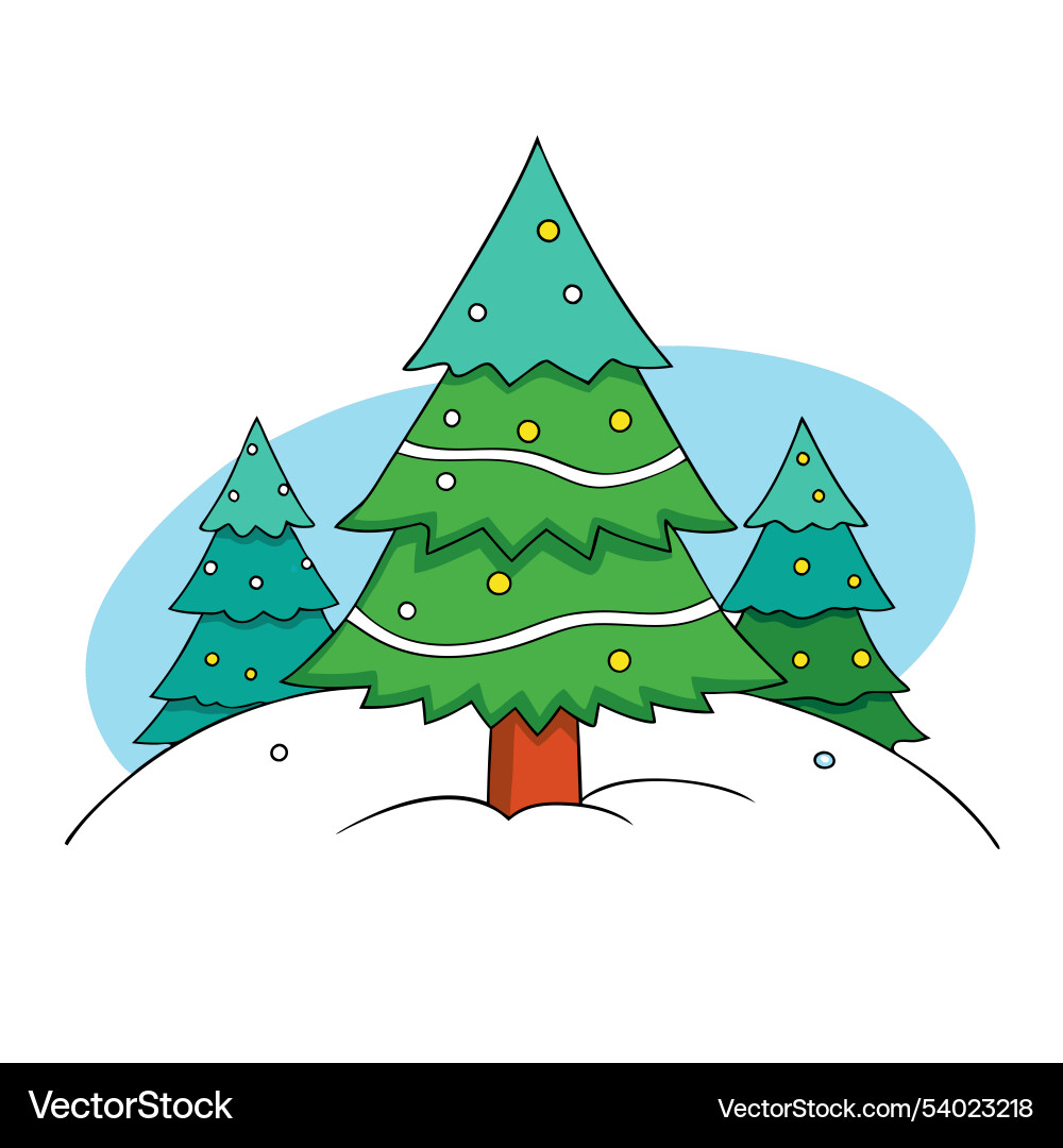 Christmas tree in the winter forest beautiful Vector Image