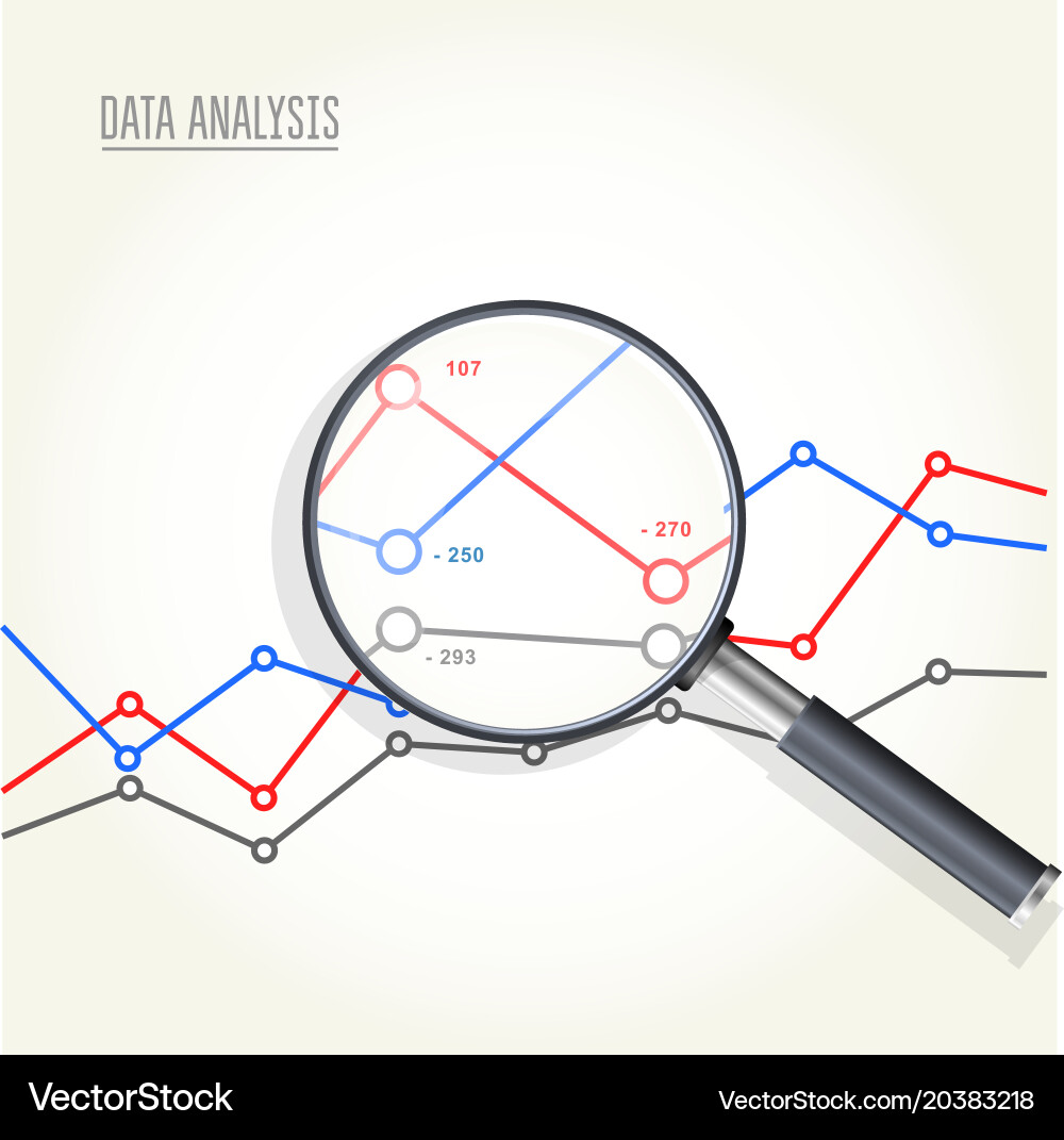 Data Analytics Magnifying Glass Royalty Free Vector Image