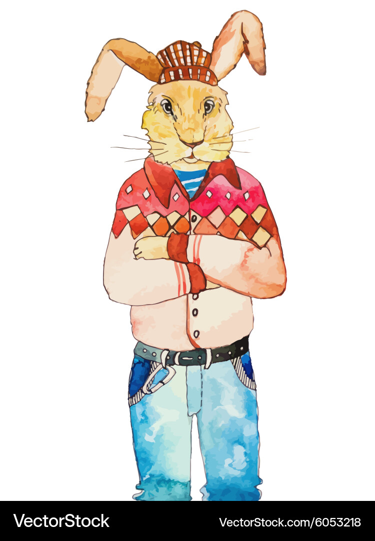 Easter bunny isolated watercolor for your design Vector Image