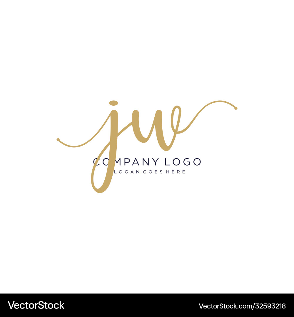 Jw initial handwriting logo design Royalty Free Vector Image