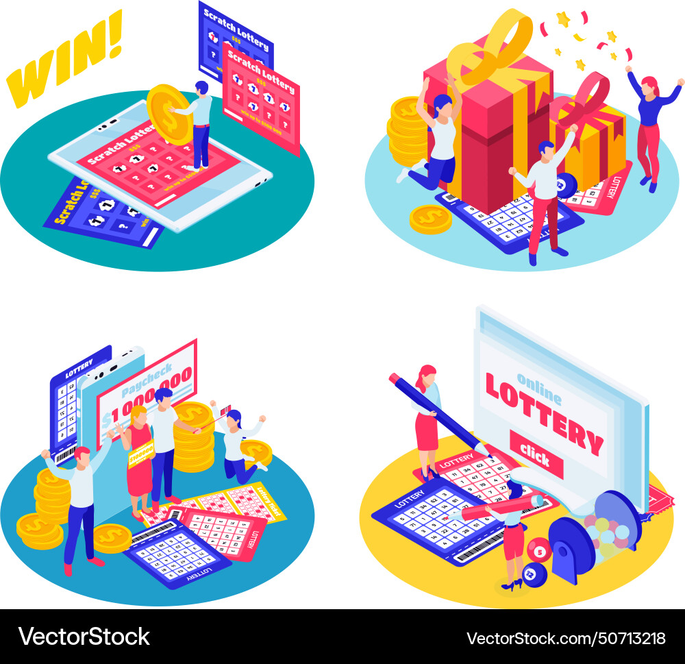 Lottery jackpot isometric concept Royalty Free Vector Image