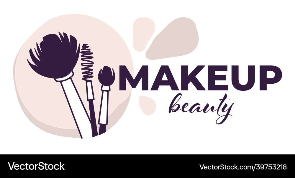 Makeup beauty beautician studio emblem or logo Vector Image