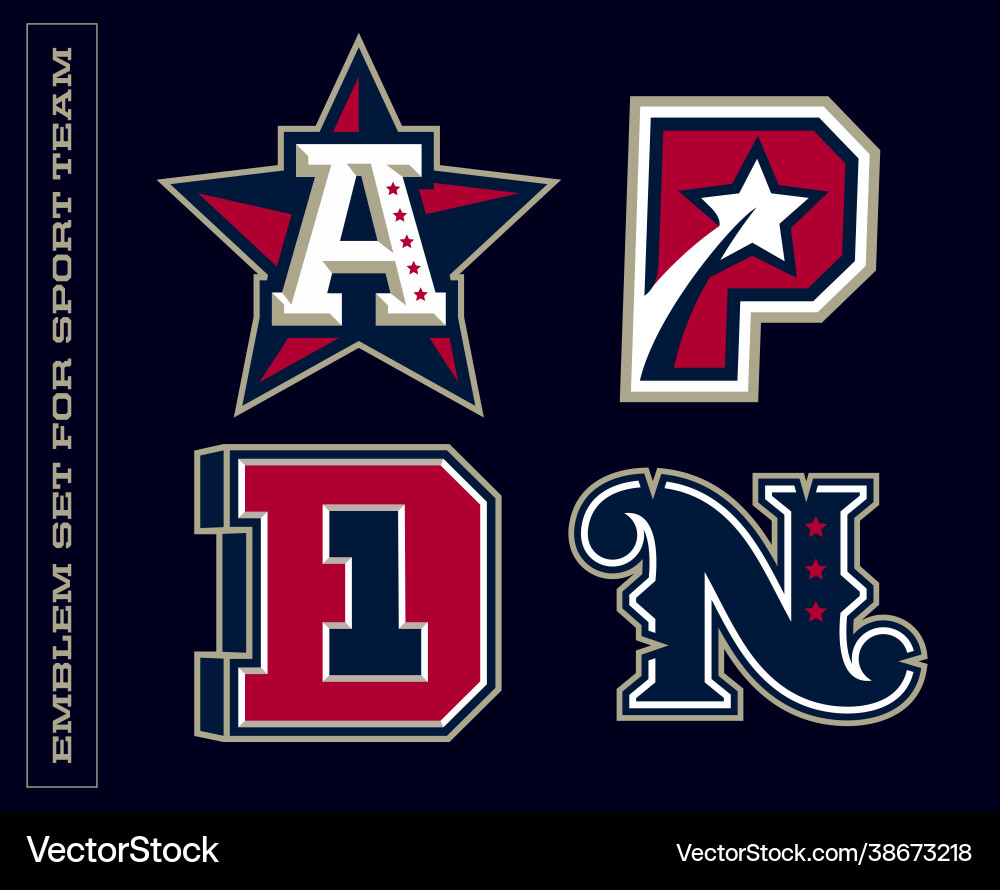 Modern professional letter emblems for sport teams