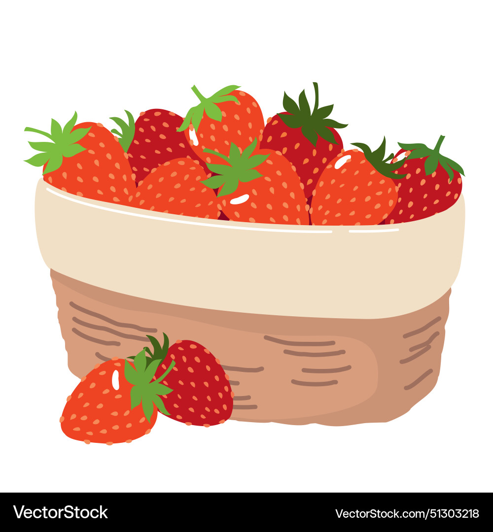 Strawberry basket Royalty Free Vector Image - VectorStock