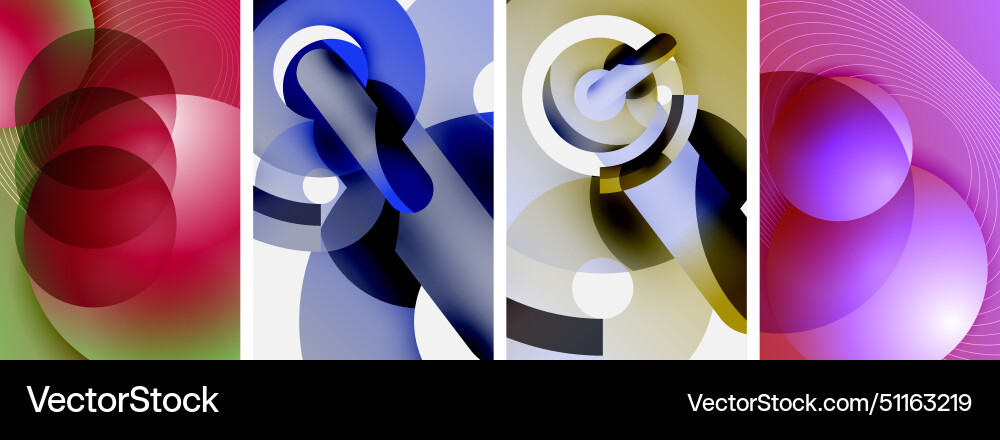 A collage of four different colored abstract Vector Image