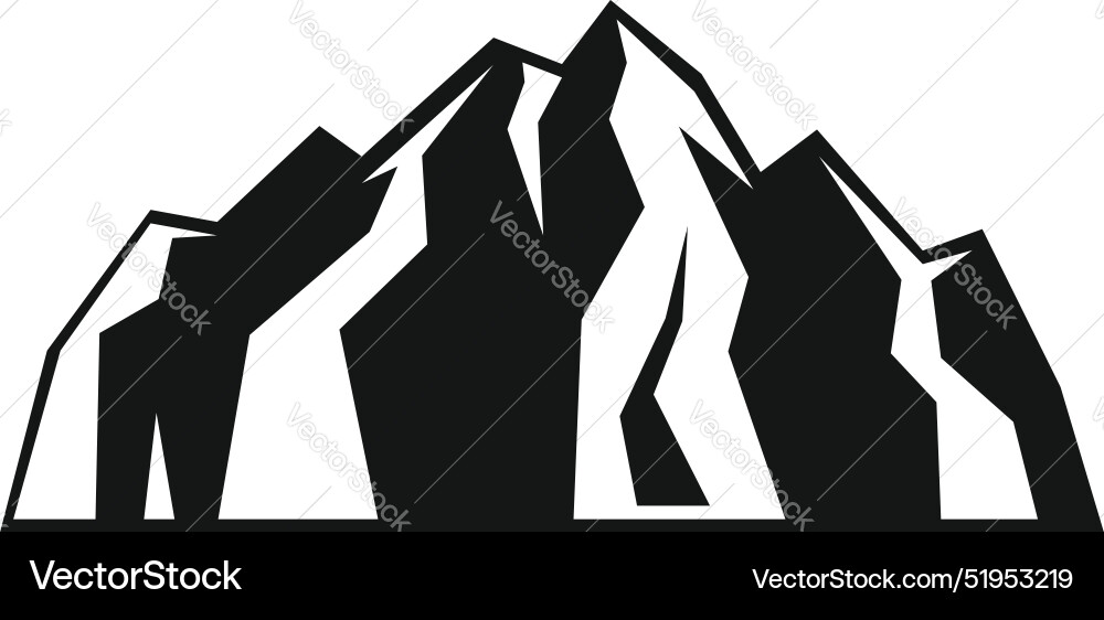 Black mountain peak representing hiking Royalty Free Vector