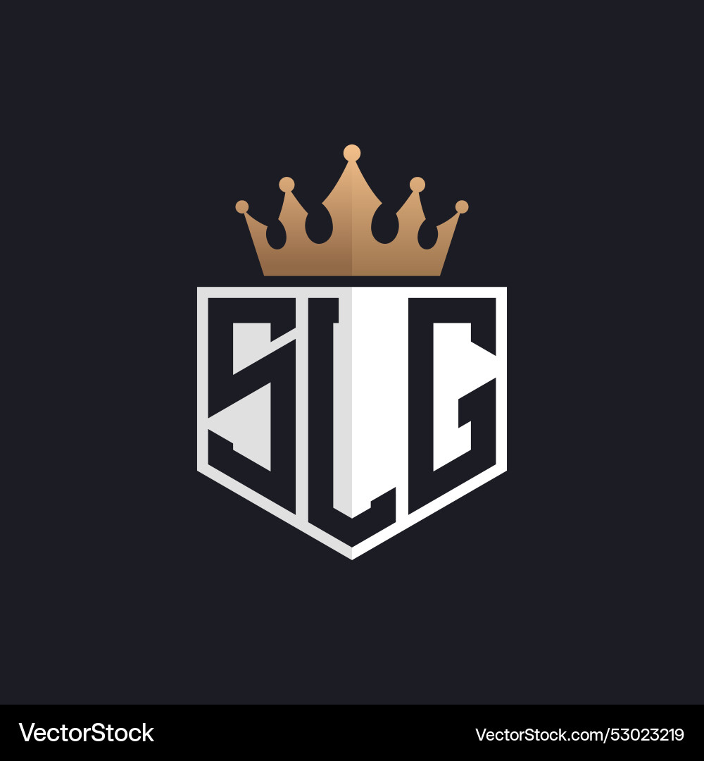 Luxury slg logo with crown elegant initials Vector Image
